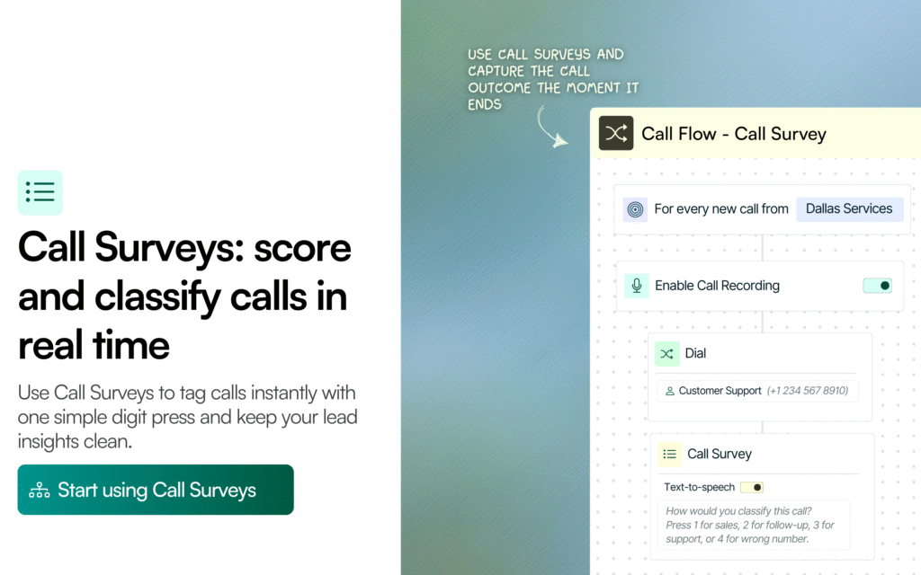 Call Surveys: Tag phone leads directly from your phone
